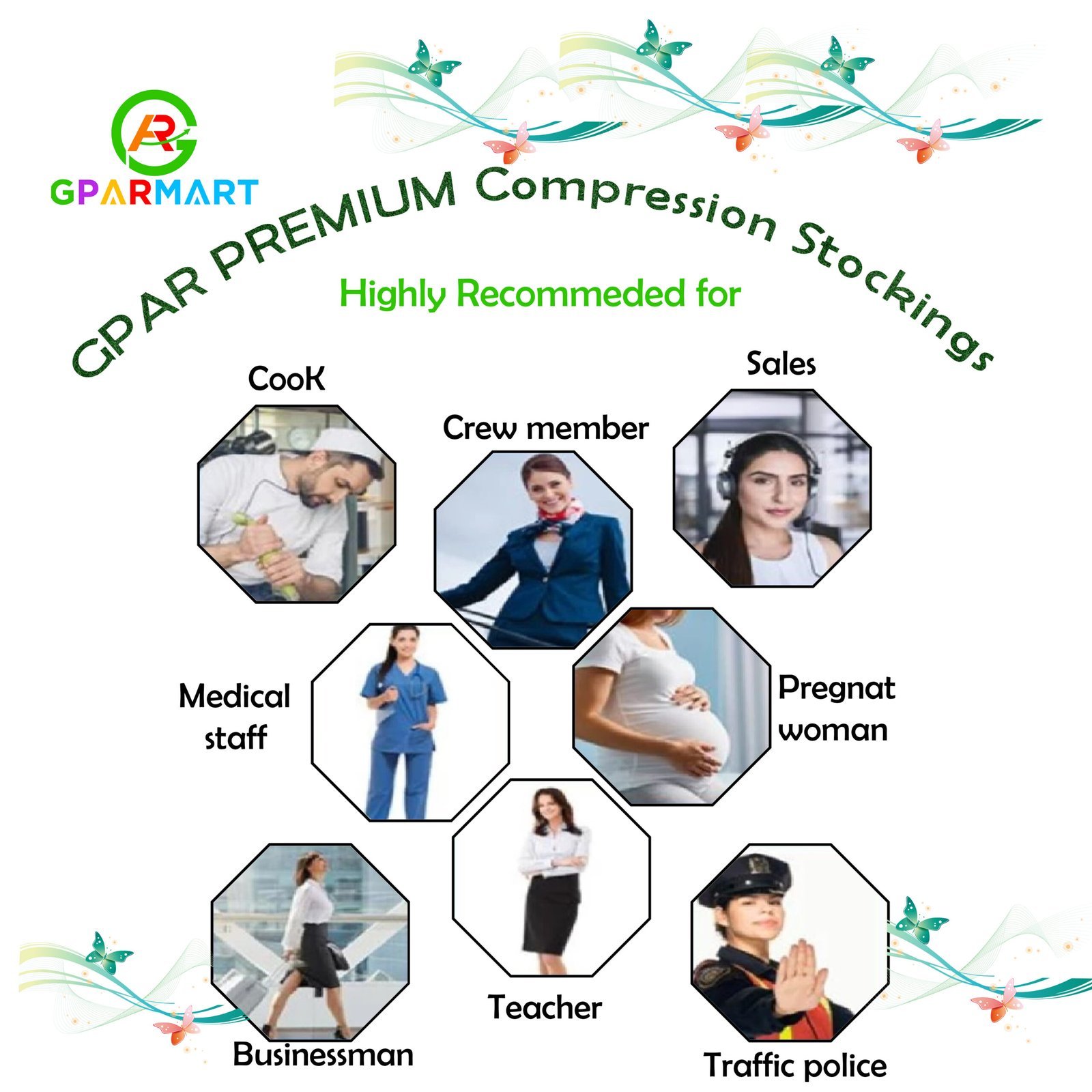 "GPAR Premium" Lår hög stängd tå, 23-32 mmHg Klass 2 medicinska ...